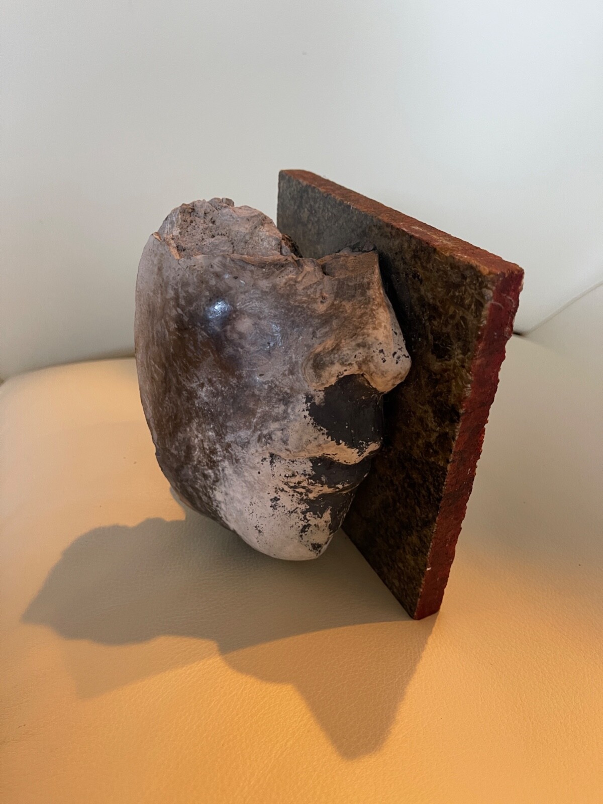 SHERRI CAVAN (1938-2016) 1 OF A KIND HARD CLAY PAINTED/GLAZED FACE 6" X ...