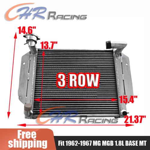 3 Row Aluminum Radiator for 1962-1967 MG MGB Crossflow 1.8L BASE MT 63 ...
