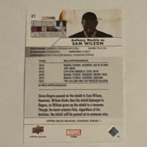 Upper Deck Marvel Studios Sam Wilson Anthony Mackie #21 Falcon & Winter ...