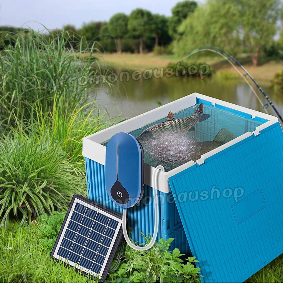 Solar Powered Oxygenator Aerator Air Pump Oxygen Kit Outdoor Pond Fish ...