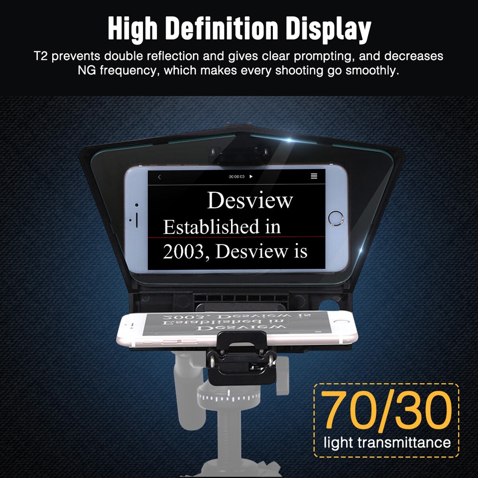 Desview T2 Teleprompter With Remote For Tablet/Smartphone/DSLR Camera ...