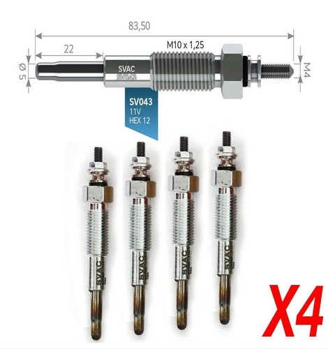 4 X SVAC HEATER GLOW PLUGS FOR FORD RANGER 2.5 TDdi 2.5D 2.9D 1999-2006 ...