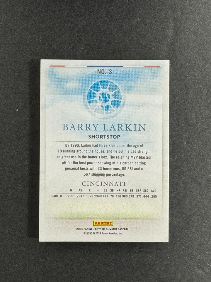 Barry Larkin 2024 Panini Boys of Summer /99 #3 | eBay