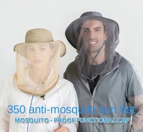 Men Mosquito Head Net Hat Bugs Netting Protection Boonie Bucket Sun Hat ...