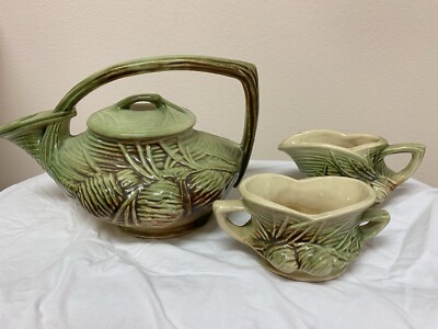 The REAL McCoy Pottery Collection Pine Cone Tea Set, Antique, 1946 | eBay