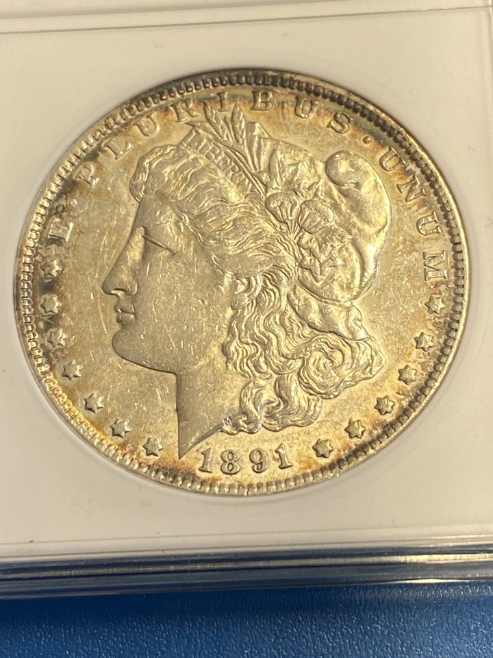 1891 "P" Morgan SILVER Dollar VAM-2 *DBL EAR* $1 ANACS EF45 XF45 Old ...