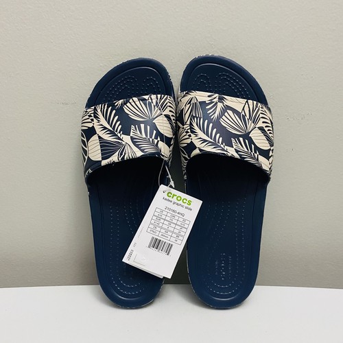 CROCS Womens Kadee Graphic Slide Flip Flop Sandals Navy Blue/Floral ...