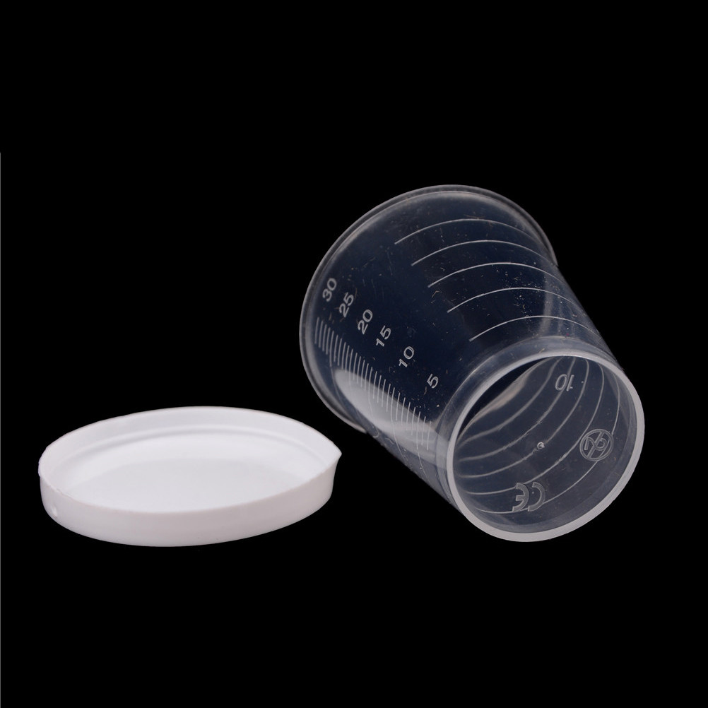 10x 30ml Plastic Lab Test Liquid Measuring Container Cups with Cap )>G ...