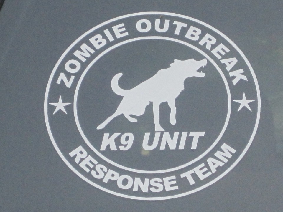 Set of 2- Zombie Outbreak Response Team K-9 Unit Decals Car Door Window ...