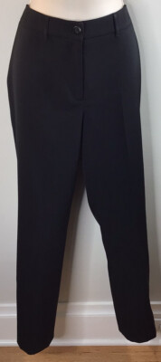Rodika Zanian Women Black Dress Pants 40/10 Wool Blend Flat Front ...