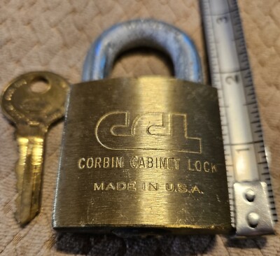 Vintage Brass Corbin Cabinet Lock Co. CCL, USA, Padlock Hardened With ...