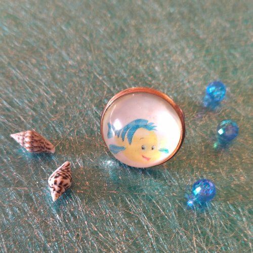 Bague ronde rose gold cabochon polochon ariel la petite sirène disney ...