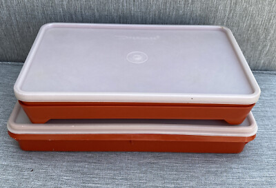 Vintage Tupperware #1292 Paprika Red Hot Dog Bacon Cold Cut Keeper ...