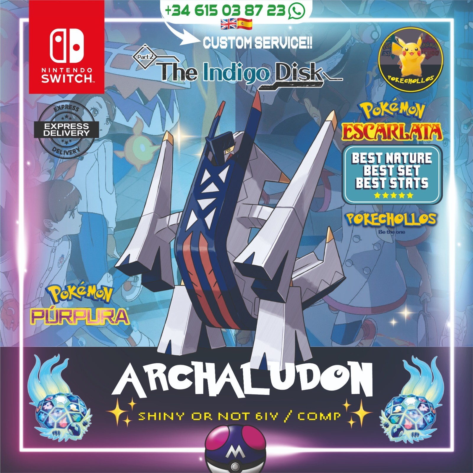 ARCHALUDON - INDIGO DISK Pokemon escarlata 🍊- scarlet púrpura - violet🍇 ...