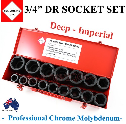 3/4" DEEP IMPACT SOCKET SET TEK-CHROME TRADE CHROME MOLY AF SPECIAL ...
