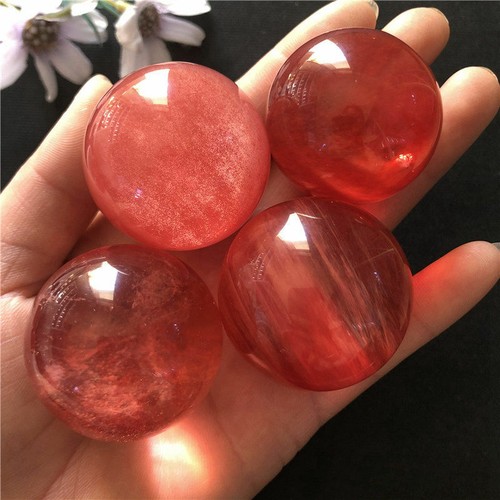 60mm Big Natural Red Smelting Stone Ball Reiki Quartz Crystal Sphere W ...