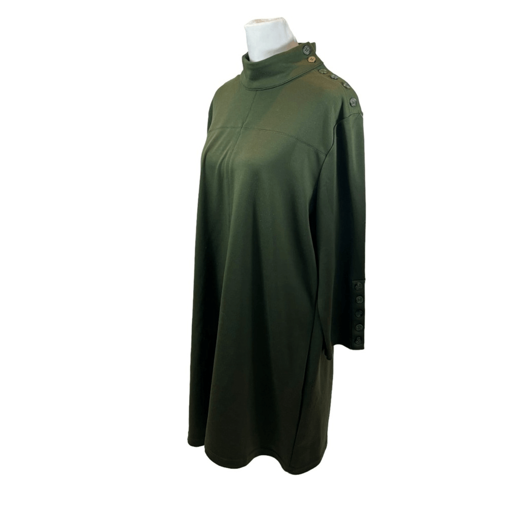 Ladies NorthStyle Brand Army Green Button Collar Shift Dress Size Large ...