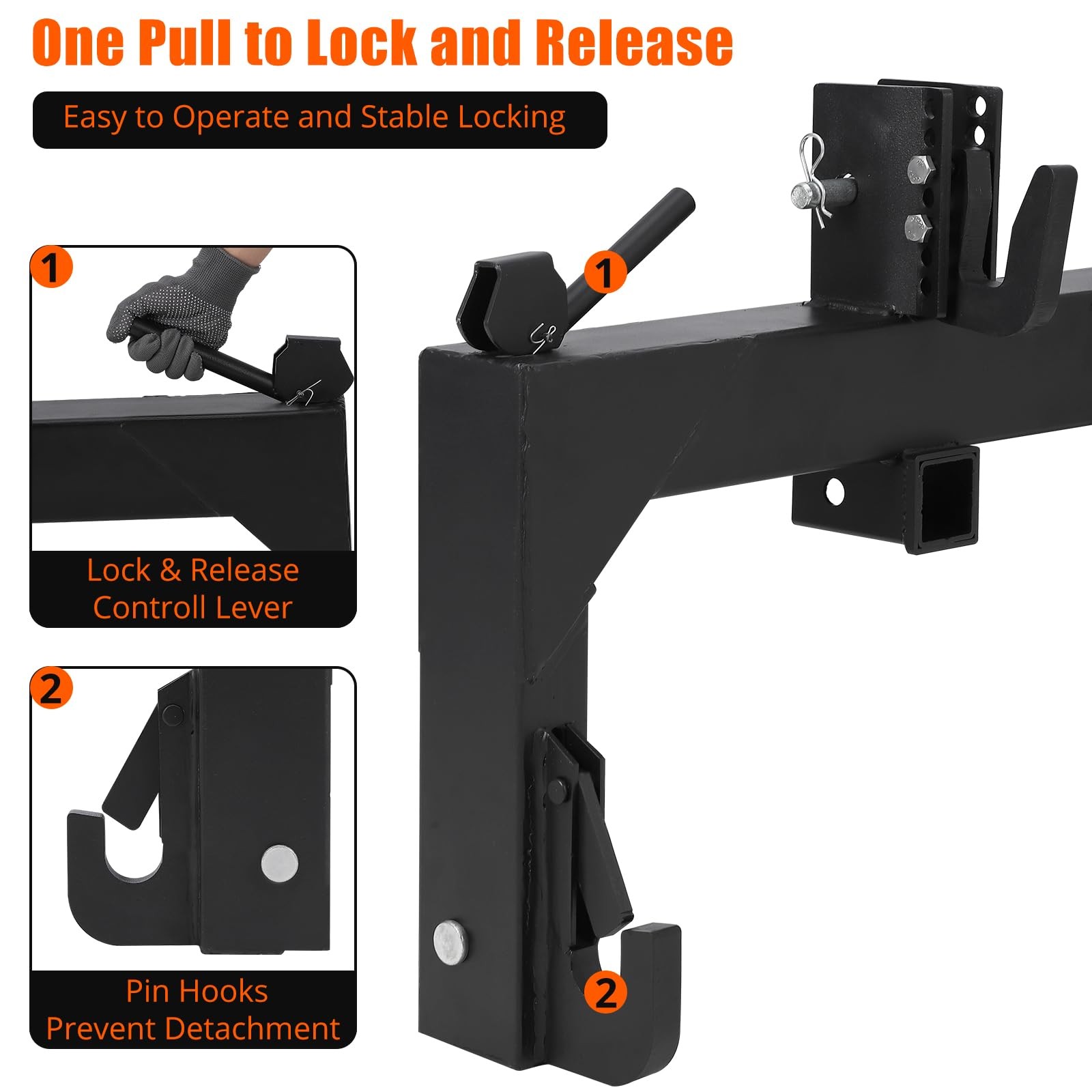 3 Point Quick Hitch Adapter Attach For Category 1 & 2 Cat 1 Cat2 ...