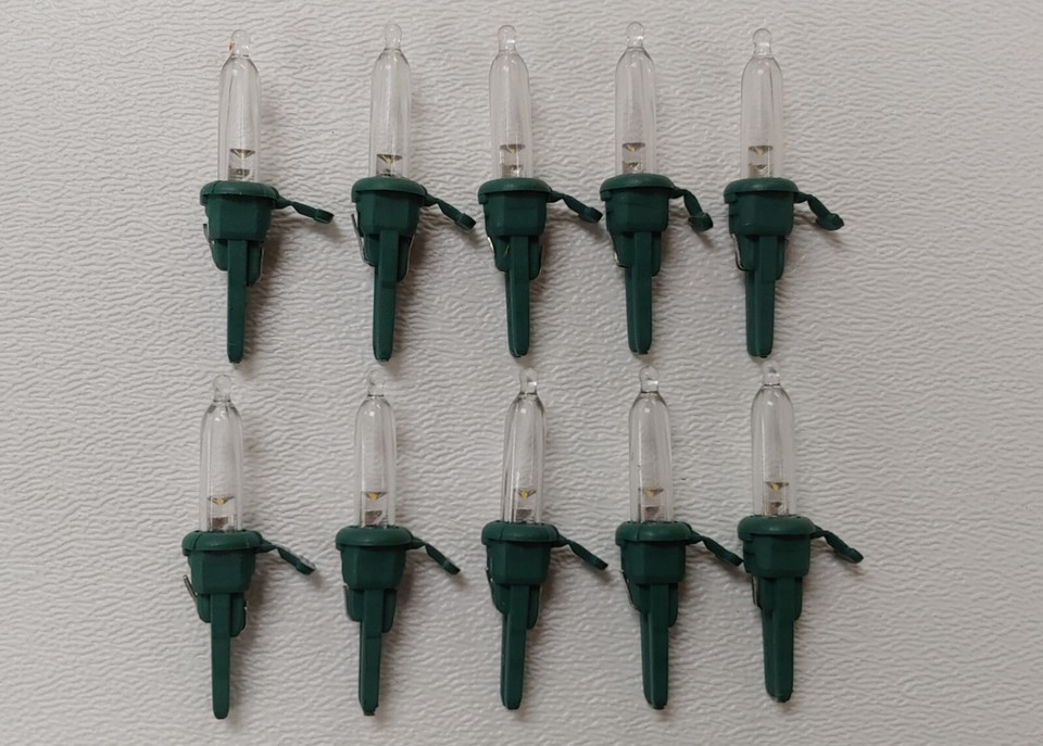 10 LED Clear Mini Christmas Tree Lights Green Base Replacement Bulbs 3 ...