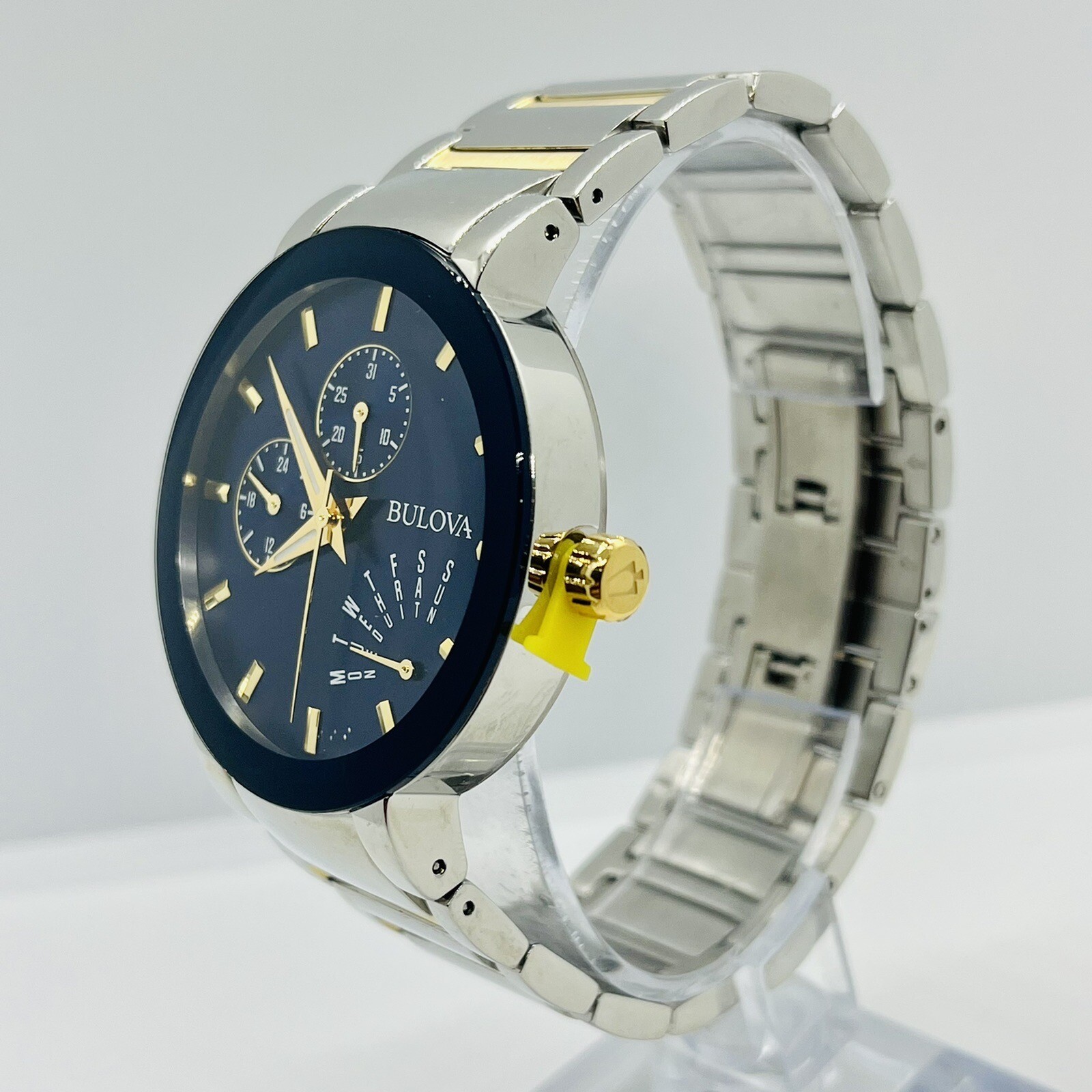 Bulova Men's Futuro Stainless Steel Two Tone Blue Dial 40mm Watch ...