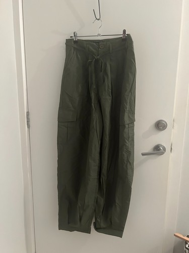 pretty little thing PLT womens parachute pants sz 8 bnwt khaki cololur ...