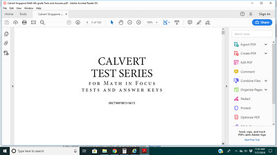 SIXTH 6TH GRADE CALVERT HOME SCHOOL SINGAPORE MATH IN FOCUS TESTS ...