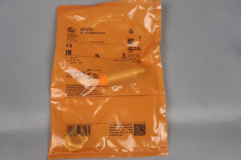 Ifm Igs233 Igk3012-Bpkg/Us-104 Inductive Sensor 10-30VDC Unused Ovp | eBay