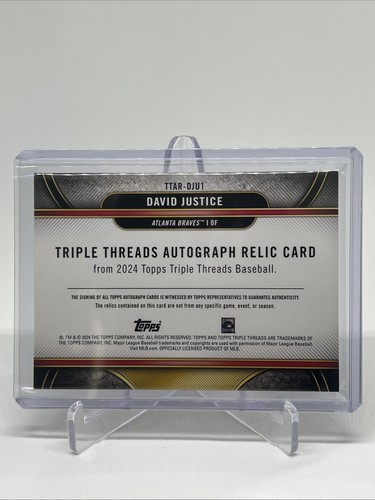 2024 Topps Triple Threads David Justice Patch Auto /9 Braves | eBay