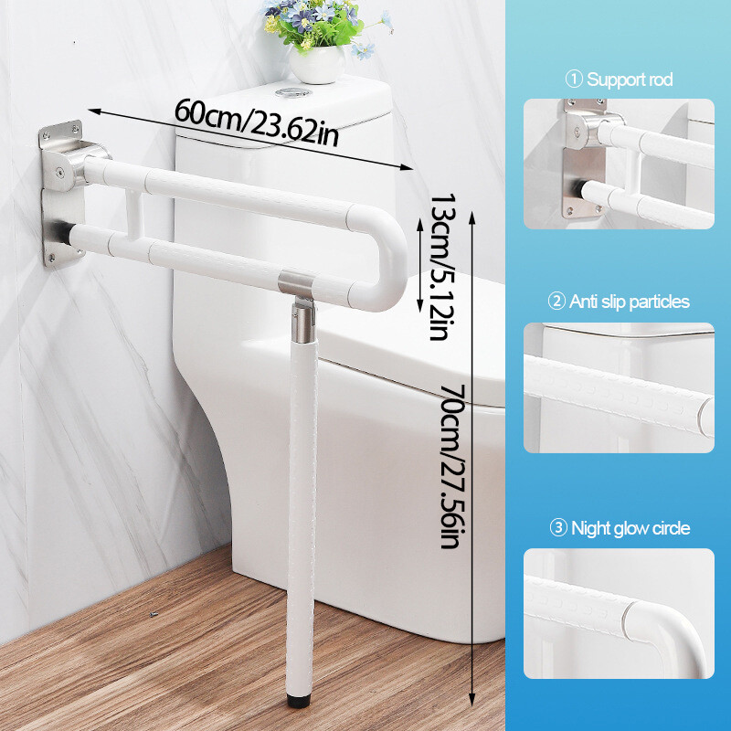 Foldable Toilet Grab Bar Handrail Safety Support Handrails Shower Safe ...