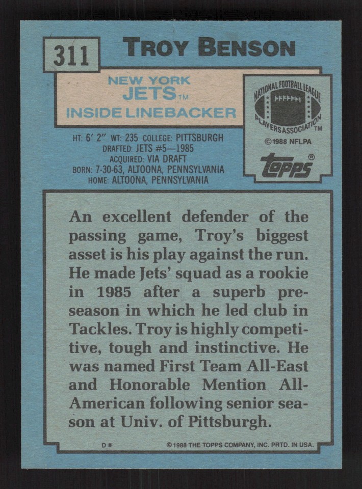 1988 Topps #311 Troy Benson | eBay