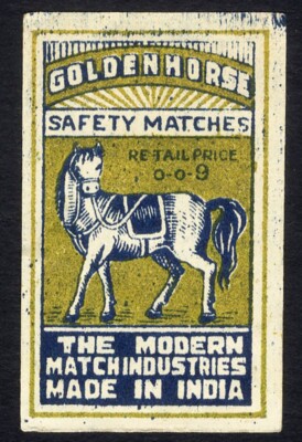 Golden HORSE Matchbox Label INDIA Modern Match Industries | eBay
