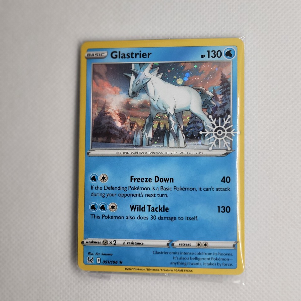 Pokemon TCG Glastrier 051/196 Holo w Swirl S&S Lost Origin Snowflake ...