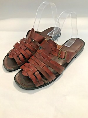 Drexlite Shoes Sandals Slides Size 10 Brown Leather Made in India Women ...