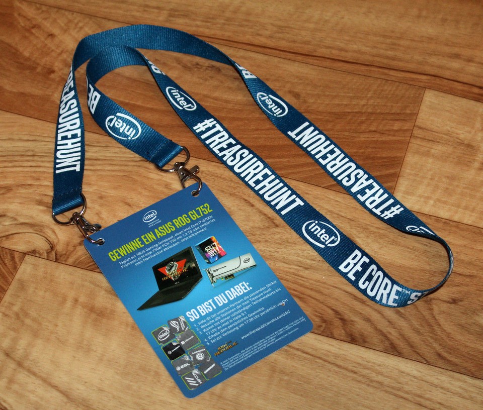 Intel #TreasureHunt Core Strong Lanyard with Card | Gamescom 2016 ...
