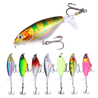 7PCS Wobbler Popper 6g 11g Floating Bait Rotating Tail Fishing Lure ...
