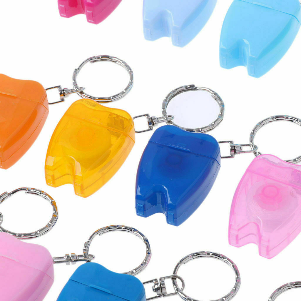 Dental Oral Hygiene Teeth-Shaped 15 Meters Floss Keyring Portable Mini ...