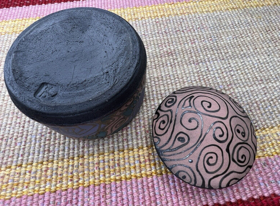 Raku Studio Art Pottery Hand Thrown Decorated Abstract Covered Powder ...