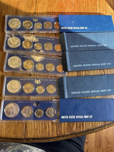 Five 1966 US Special Mint Set SMS 5 Coins 40% Silver Kennedy Half ...