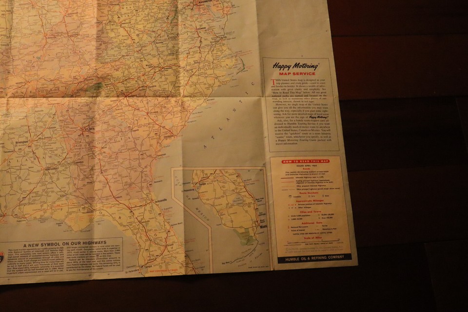 Esso United States Interstate Highway System 1964 25x24 Paper Road Map ...