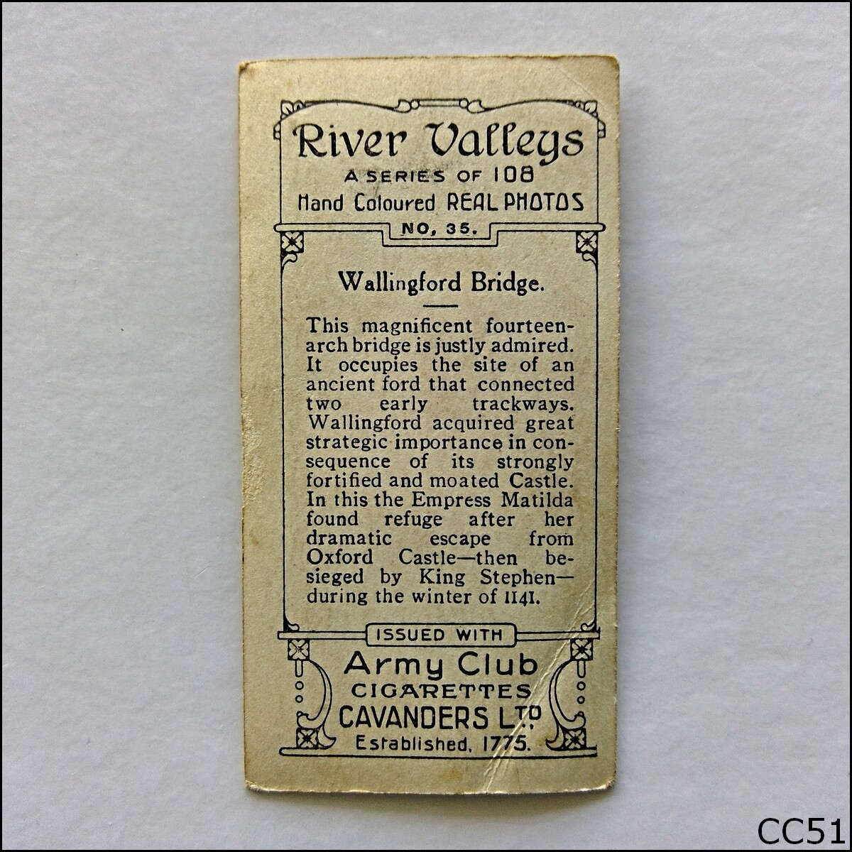 Cavenders River Valleys #35 Wallingford Bridge 1926 Photo Cigarette ...