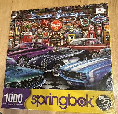 Springbok 1000 Piece Puzzle "Dream Garage” Vintage Cars -New, Sealed | eBay
