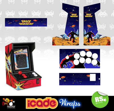 Icade Space Invaders Full Set Arcade Artwork Graphics Sticker Sides ...
