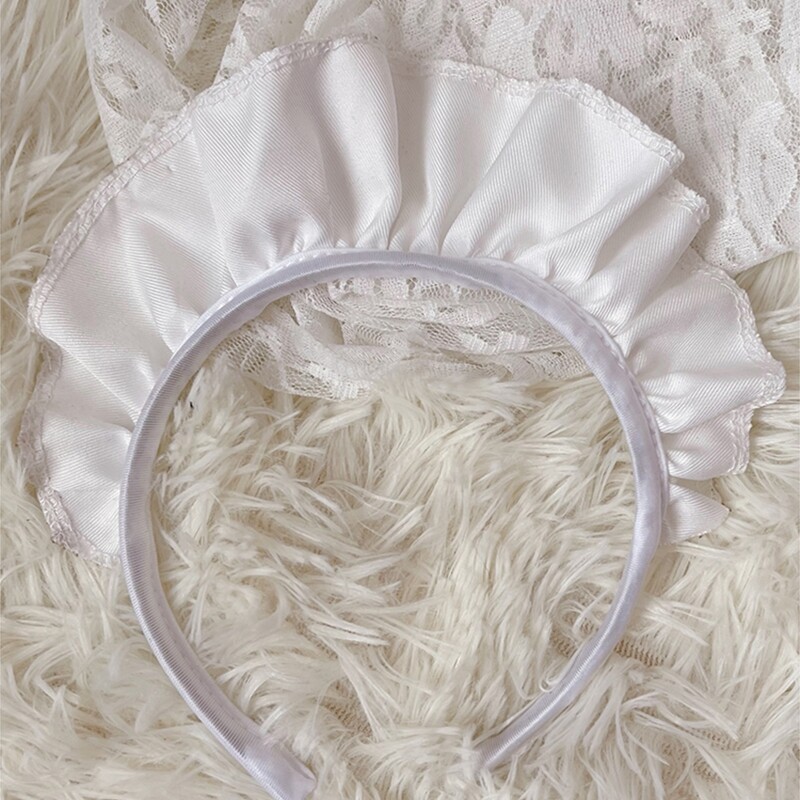 Cosplay Hairhoop Wide Ruffles Headband Gothic Maid Hairband Hair ...
