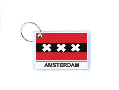 Keychain keyring patch print double sided flag country amsterdam | eBay ...