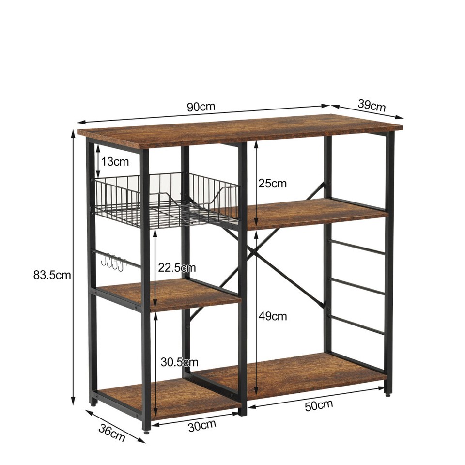 Kitchen Baker’s Rack Industrial Utility Storage Rack w/Shelf Microwave ...