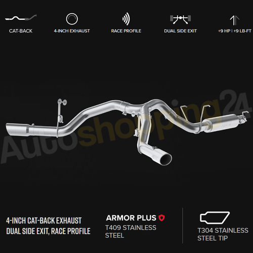 MBRP S5151409 Armor Plus 4" Cat-Back Exhaust System for 14-23 RAM 2500 ...