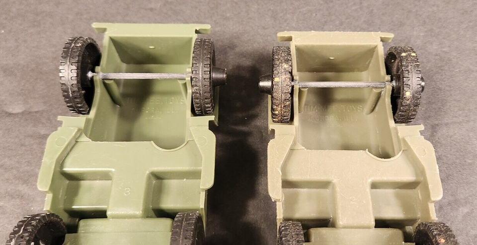 LOT OF 2 VINTAGE TIM-MEE TOY ARMY MILITARY 5" JEEPS AURORA ILLINOIS ...