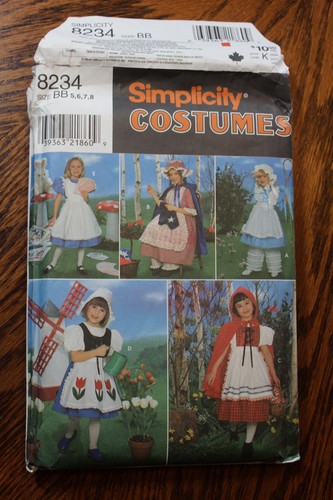 Simplicity 8234 Costumes Girls Little Red Riding Hood Bo Peep Sz 5-8 ...