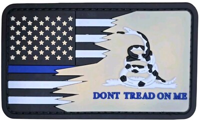 USA FLAG DTOM GADSDEN SNAKE TACTICAL 3D PVC HOOK SWAT BLUE LINE MORALE ...