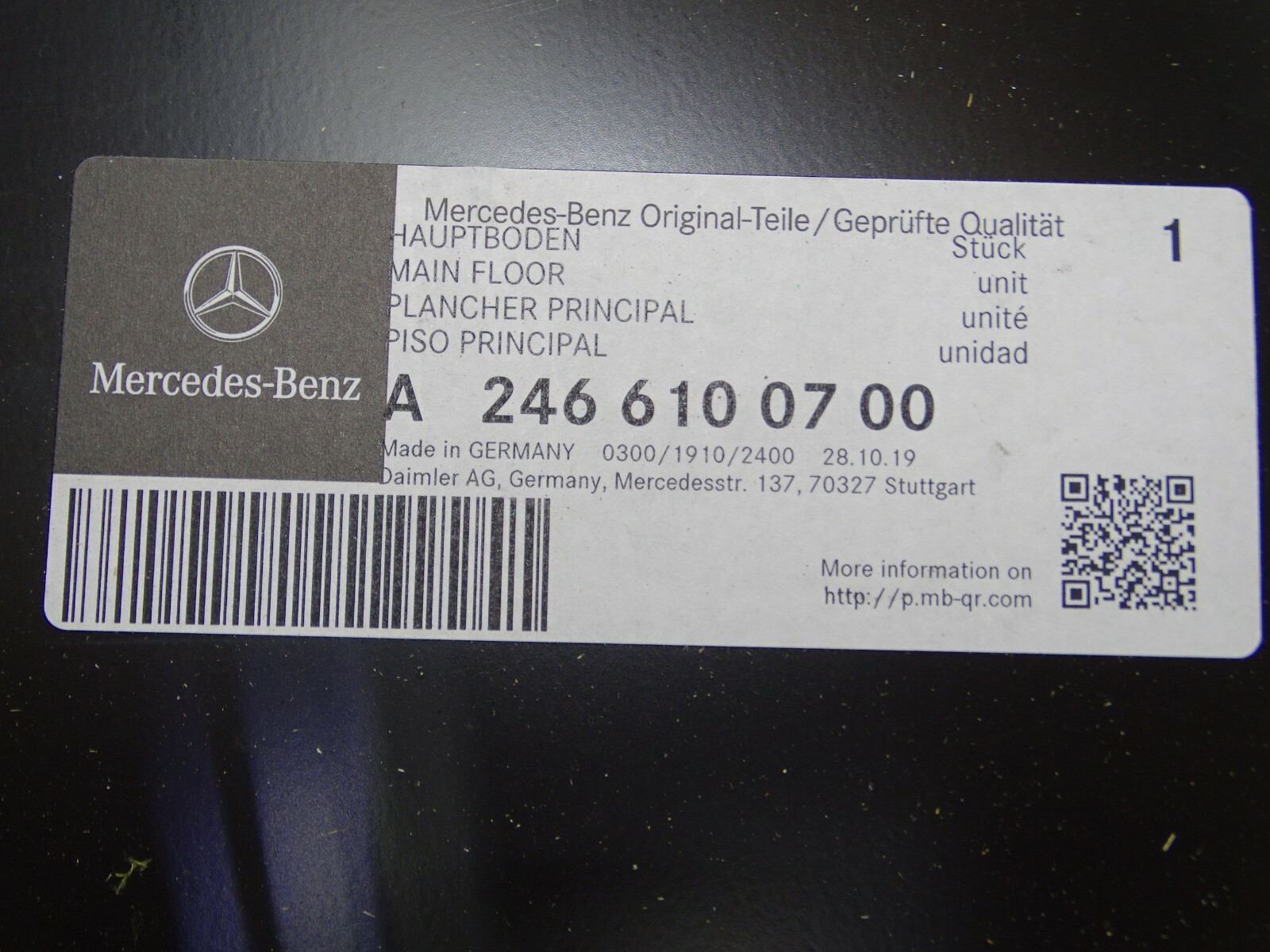 NEU ORIGINAL HAUPTBODEN hinten LINKS Mercedes B-Klasse W246 A2466100700 ...